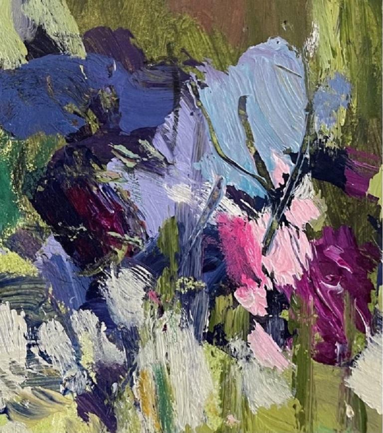 Natalie Bird - Summer Evening in The Garden With Irises, Original ...