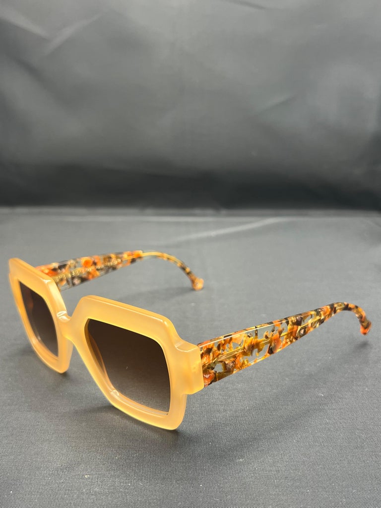 Natalie Blank Brown Square Sunglasses w/ Case For Sale at 1stDibs