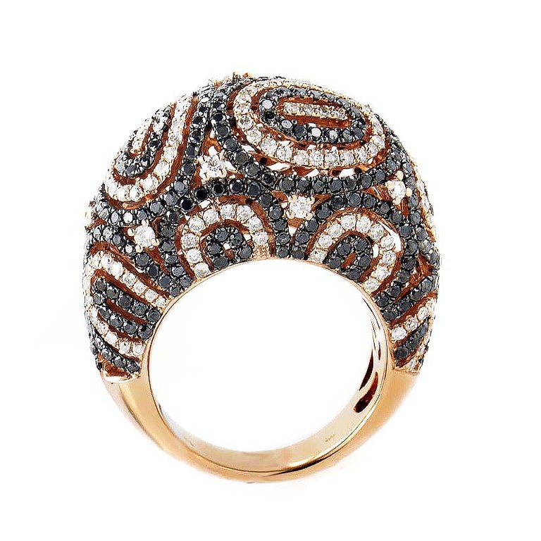 Natalie K 18 Karat Rose Gold Black and White Diamond Cocktail Ring LF8 ...