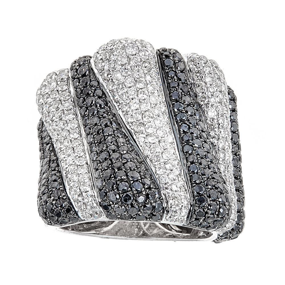 14 Karat White Gold 4.13 tcw White Black Diamond Ring by Natalie K. in ...