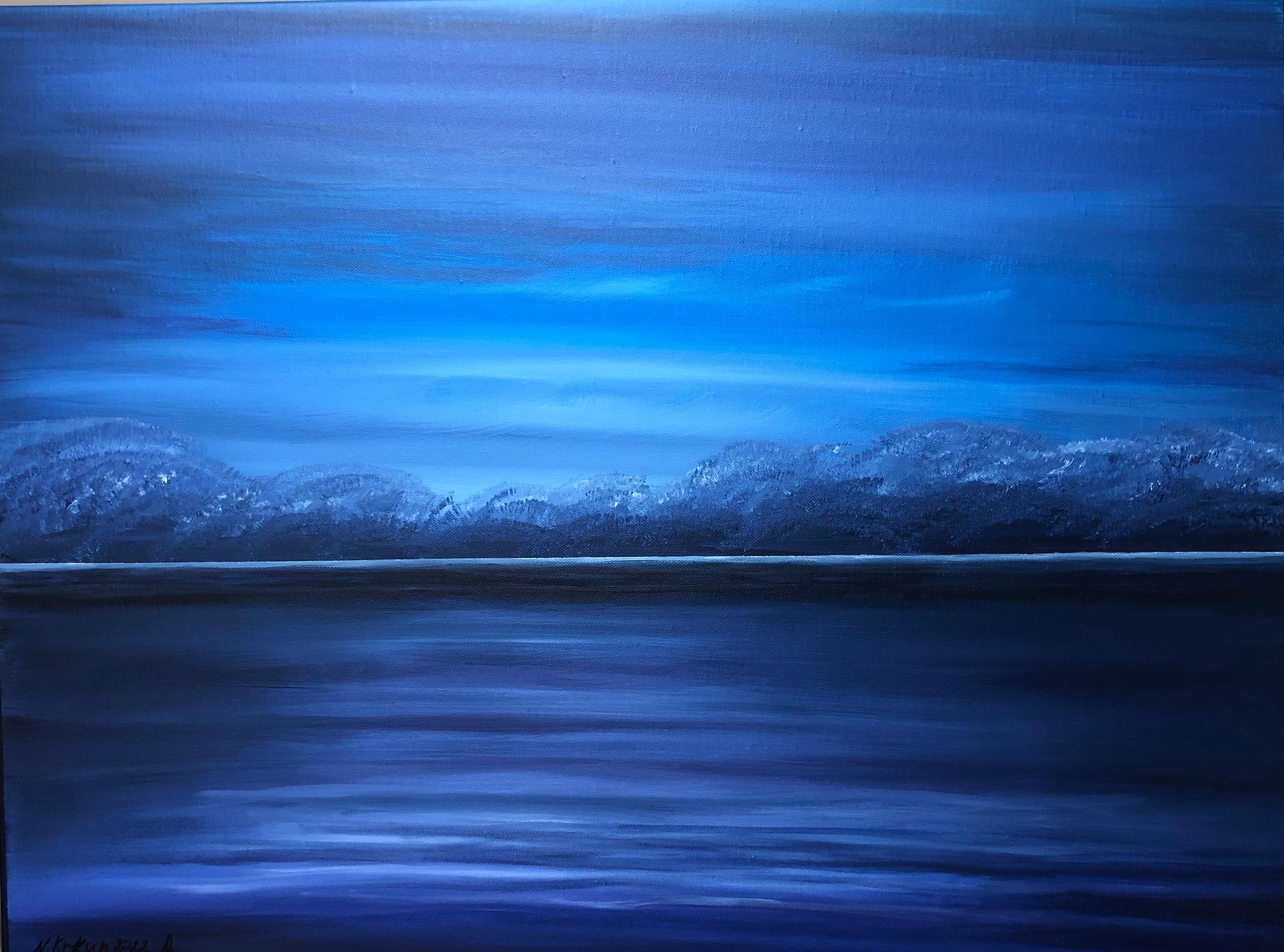 Nataliia Krykun - El mar al atardecer - paisaje marino azul marino ...