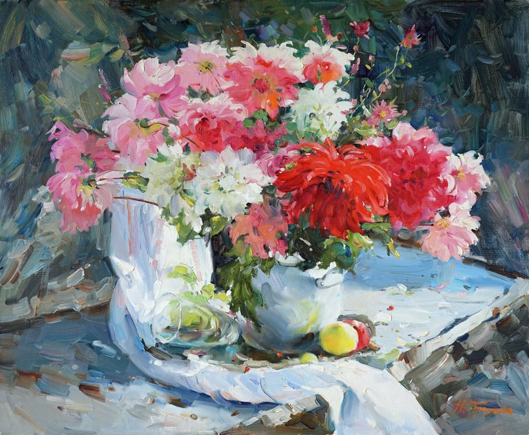 Nataliya Tretyakova - Flowers On the Sun Still-Life Oil Painting Red ...