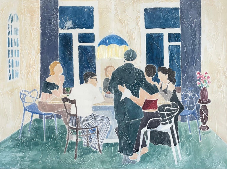 Natalya Chobonyan - Fresco "Big Night " 90x120cm, wood, putty, acrylic ...