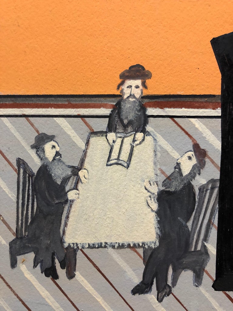 Natan Heber - Israeli Judaica Shtetl "The Lesson" Rabbi Studying Scene ...