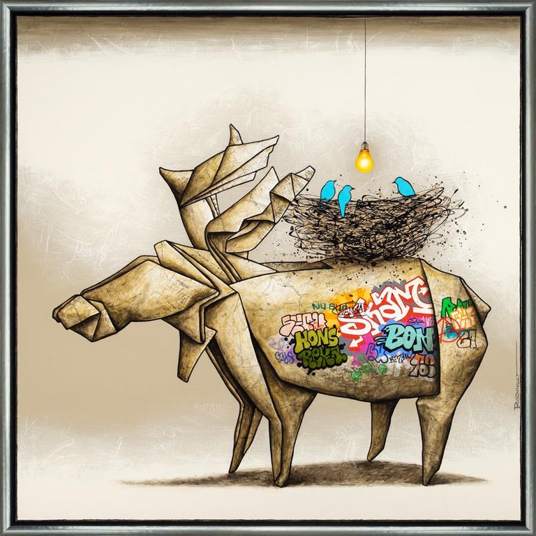 Nathalie Boissonnault - Moose en technique mixte avec graffitis ...