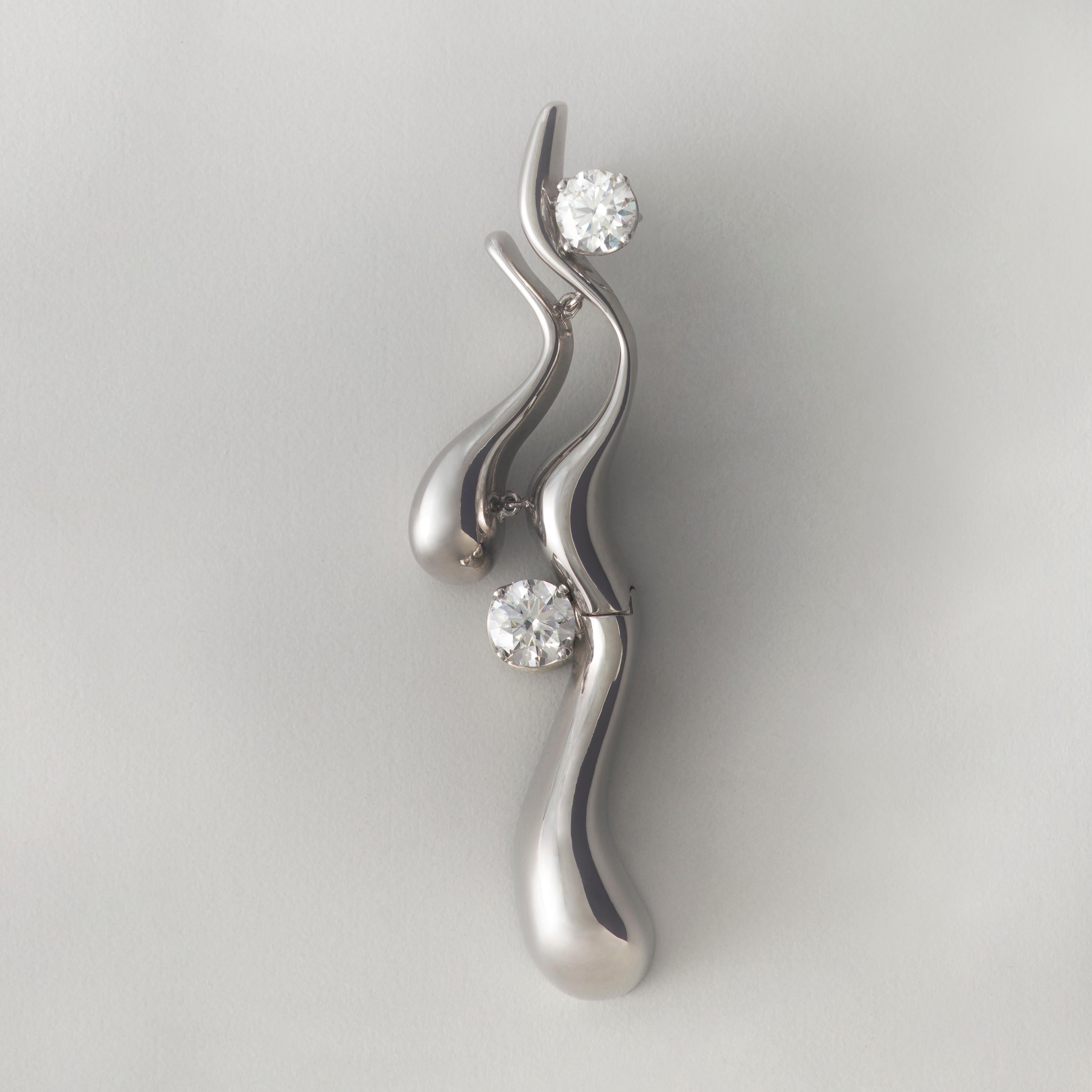 Nathalie Jean 6.36 Carat Diamond2 Rhodium Plated Sterling Silver Drop ...