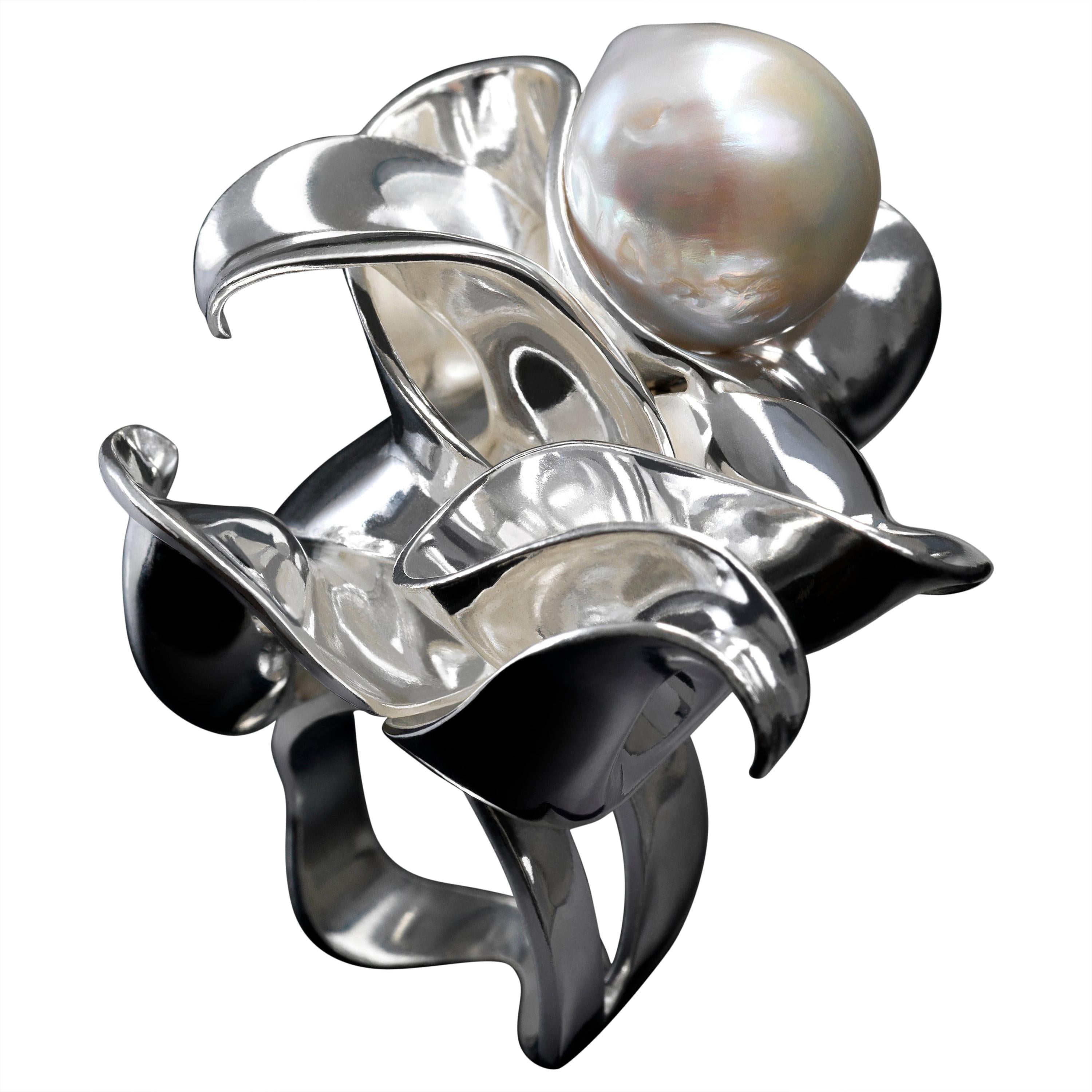 Nathalie Jean Contemporary Pearl Sterling Silver Sculpture Cocktail ...