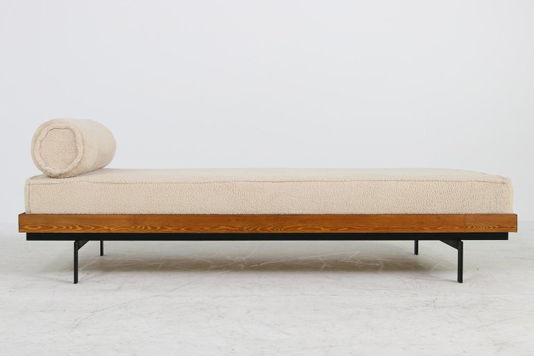 Nathan Lindberg Daybed Mod 31 Sofa Larch Wood, Steel, Teak, Beige Teddy ...