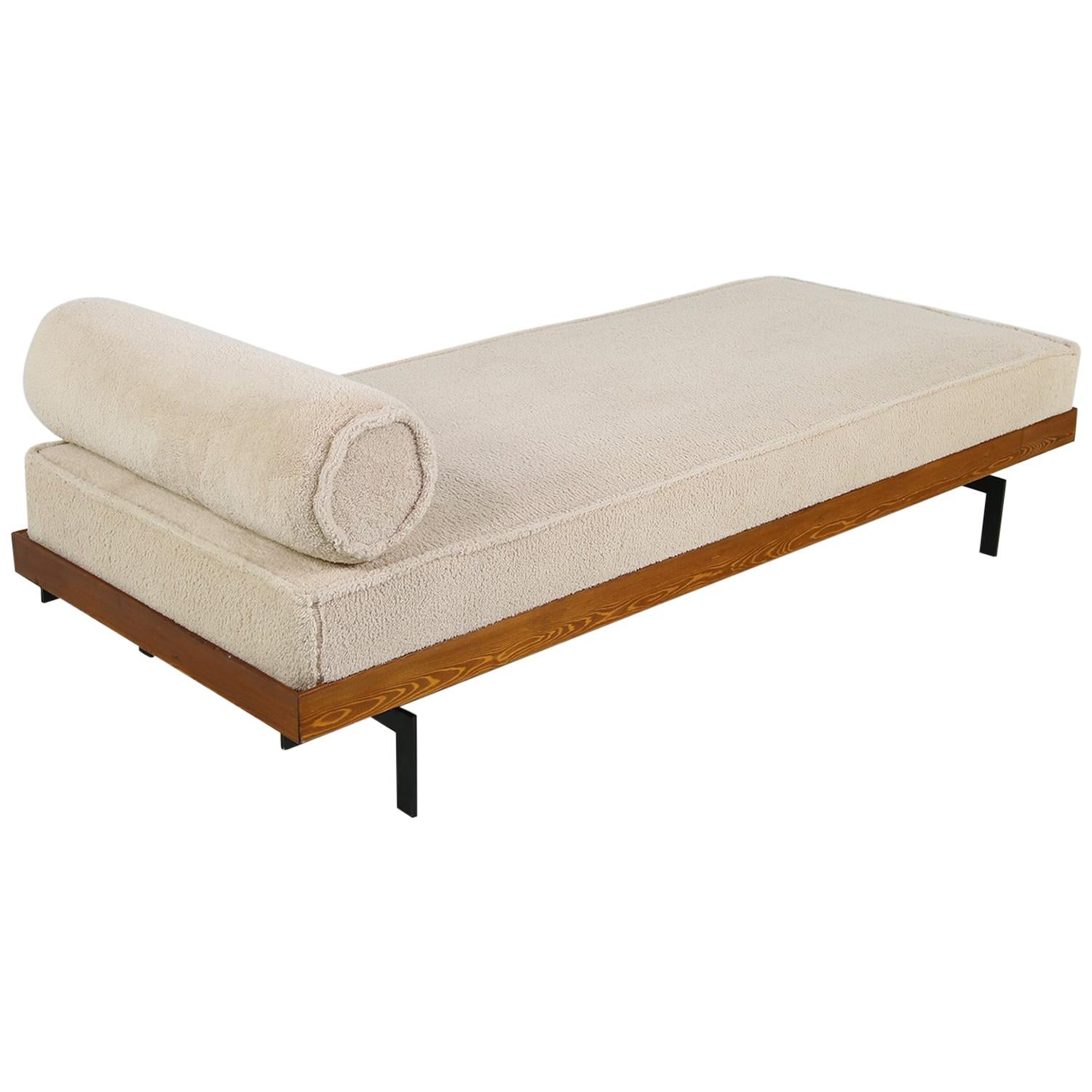 Nathan Lindberg Daybed Mod 31 Sofa Larch Wood, Steel, Teak, Beige Teddy ...