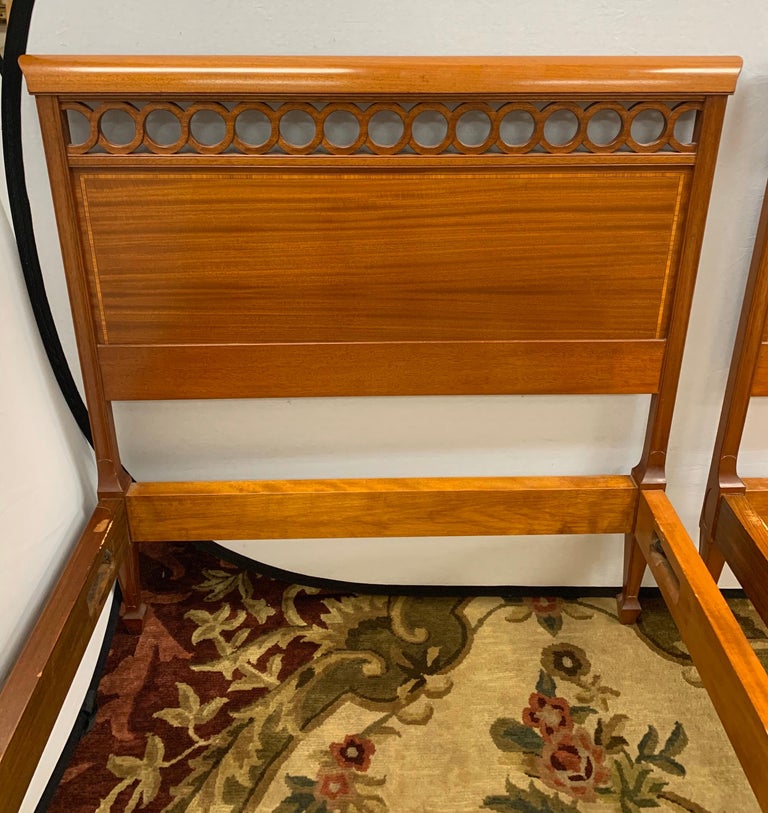 Nathan Margolis Mahogany Twin Beds, Pair at 1stDibs