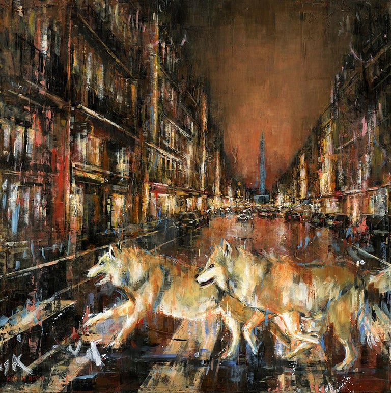 Nathan Neven - Wolves of Vendome - cityscape nature animal painting ...