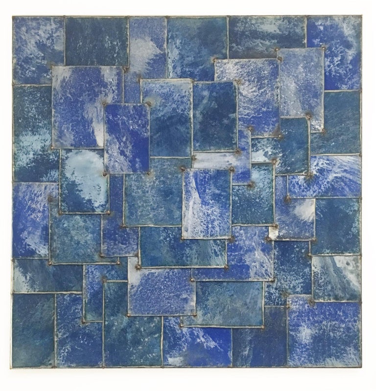 Nathan Slate Joseph - Mixed Blue (Geometric Abstraction on Galvanized ...