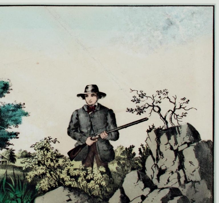 Nathaniel Currier - 'Partridge Shooting' original hand-colored ...