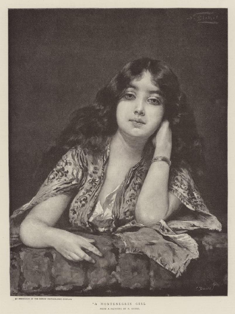 Nathaniel Sichel - A Montenegrin Girl - Large 19th Century Orientalist ...