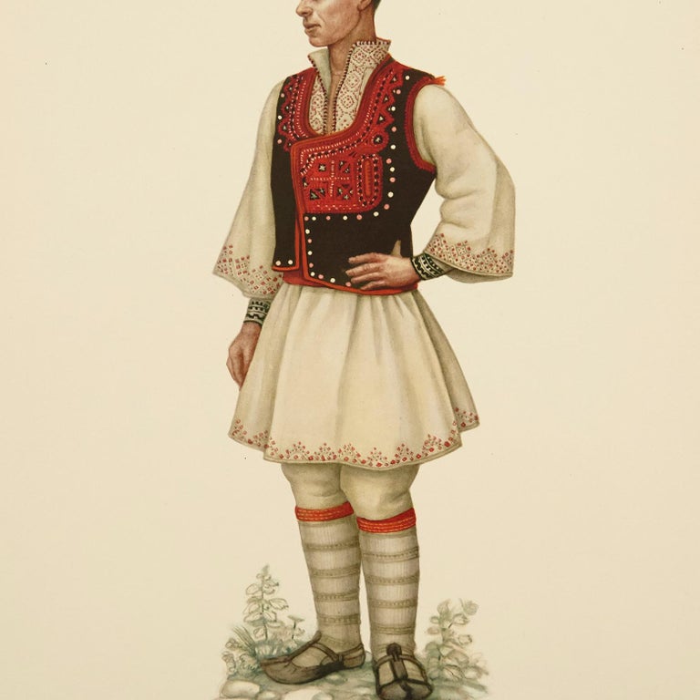 National Dresses of Macedonia Illustrated Drawing in Plate, 1963 For ...