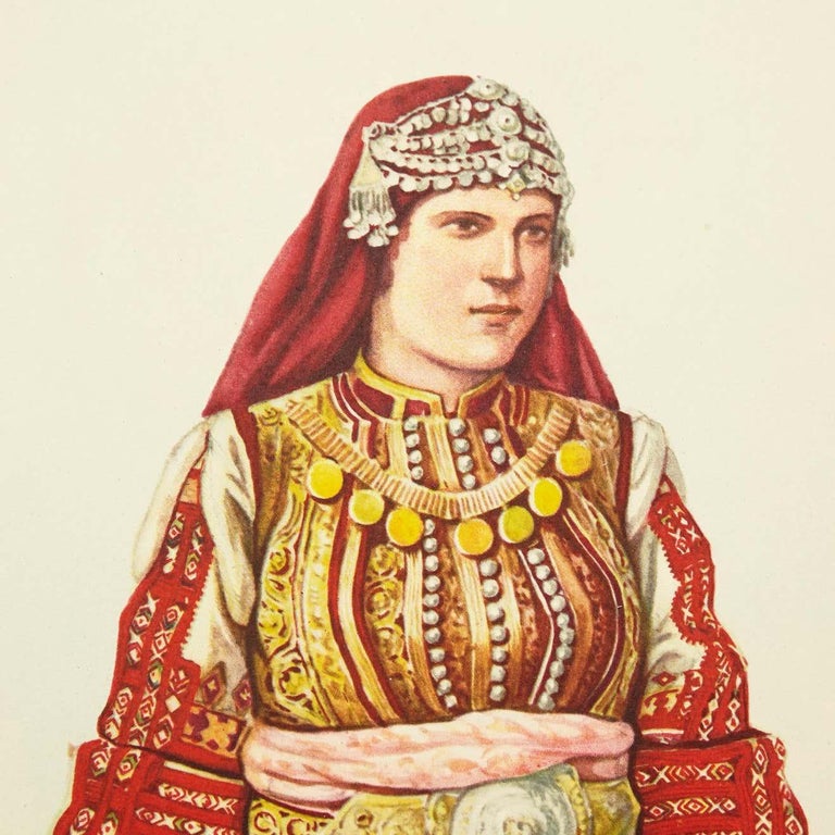 National Dresses of Macedonia Illustrated Drawing in Plate, 1963 For ...
