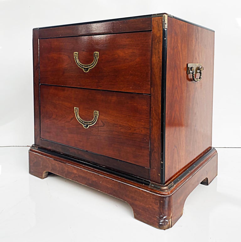 National Mt. Airy Mahogany Campaign Style Night Stands with Brass ...