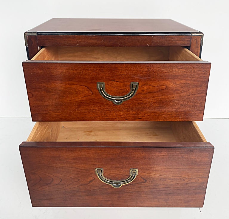 National Mt. Airy Mahogany Campaign Style Night Stands with Brass ...