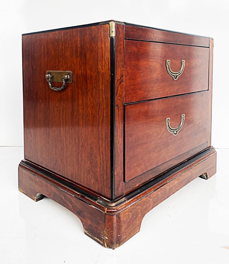 National Mt. Airy Mahogany Campaign Style Night Stands with Brass ...