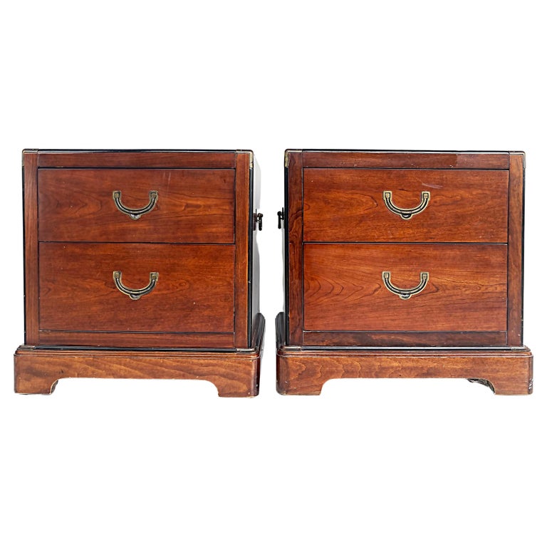 National Mt. Airy Mahogany Campaign Style Night Stands with Brass ...