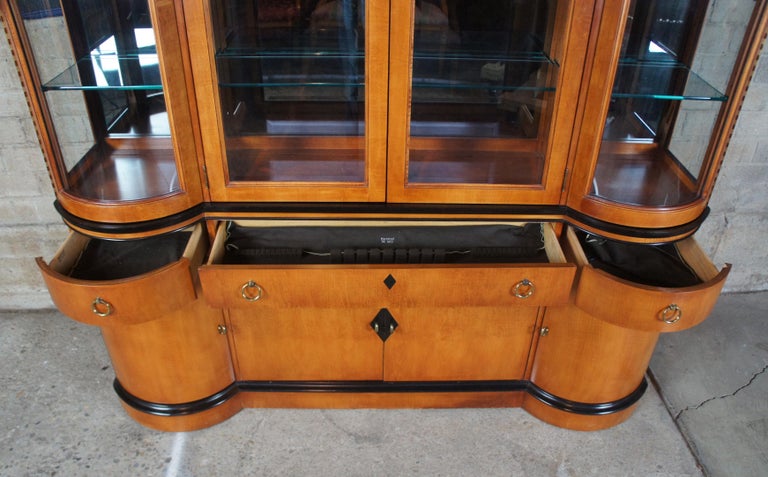 National Mt. Airy Maple Biedermeier Style Curved Glass Breakfront China ...