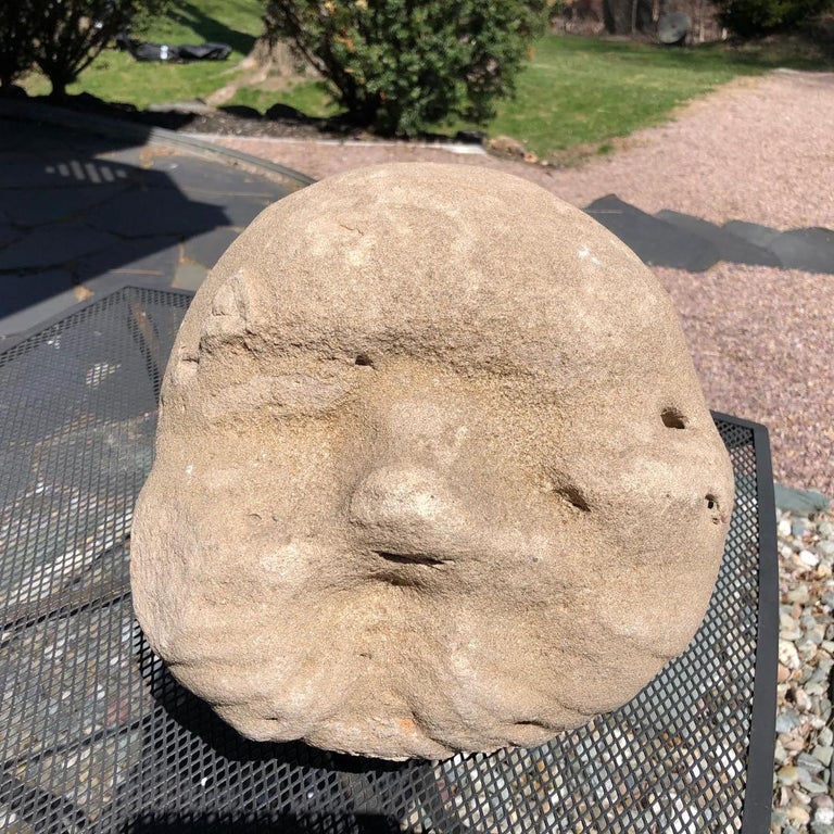 Native America Old Natural Stone Human Head Effigy Sculpture For Sale ...