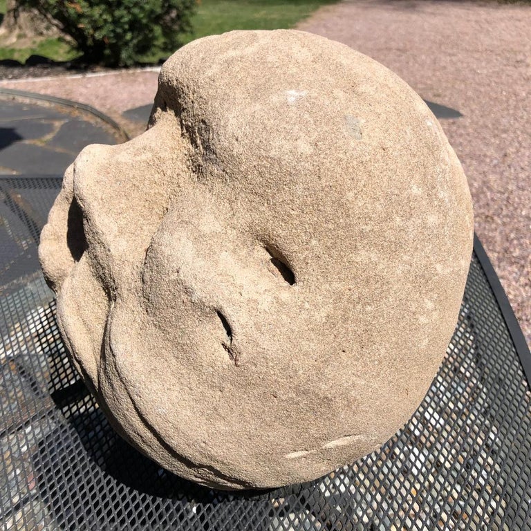 Native America Old Natural Stone Human Head Effigy Sculpture For Sale ...