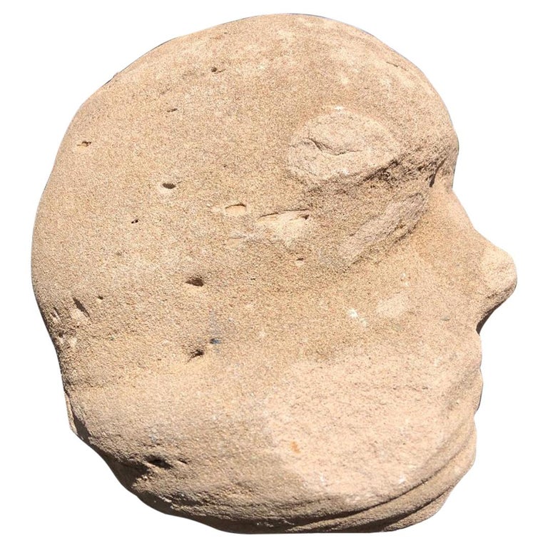 Native America Old Natural Stone Human Head Effigy Sculpture For Sale ...