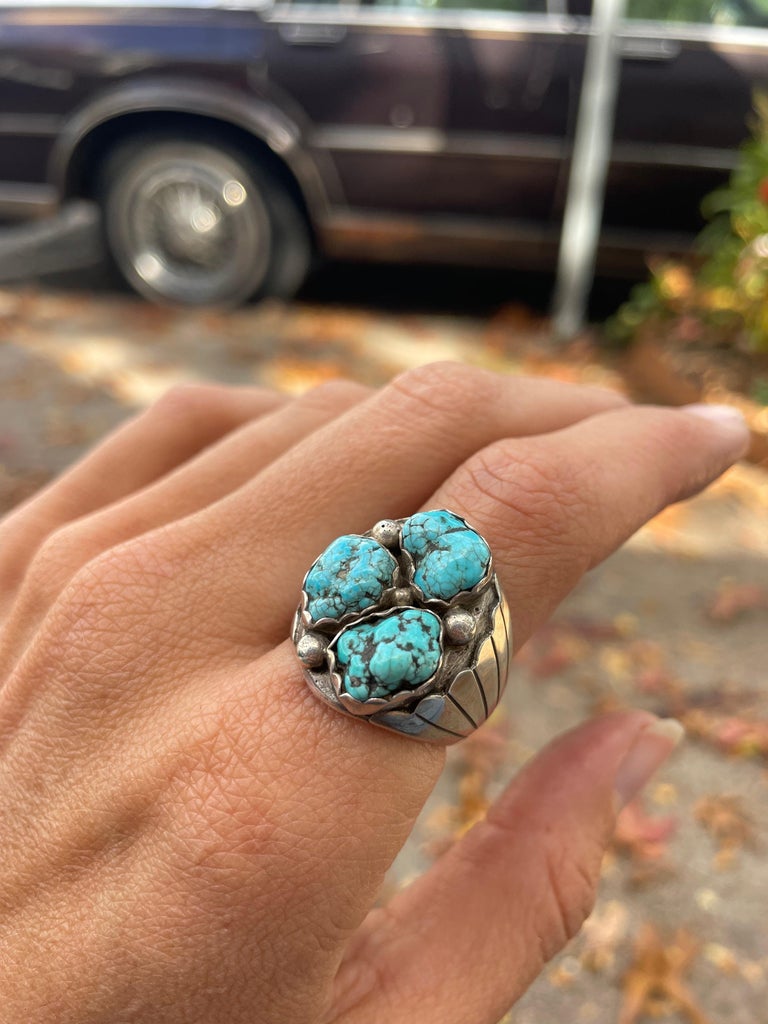 raw turquoise stone ring