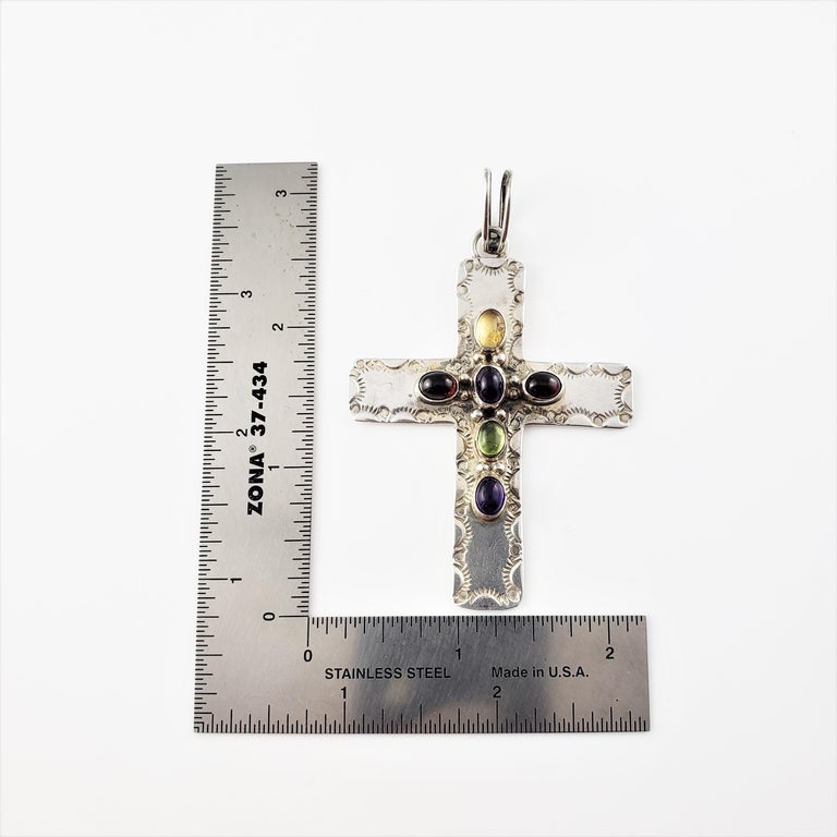 Native American AC Sterling Silver Multi-Stone Cross Pendant at 1stDibs