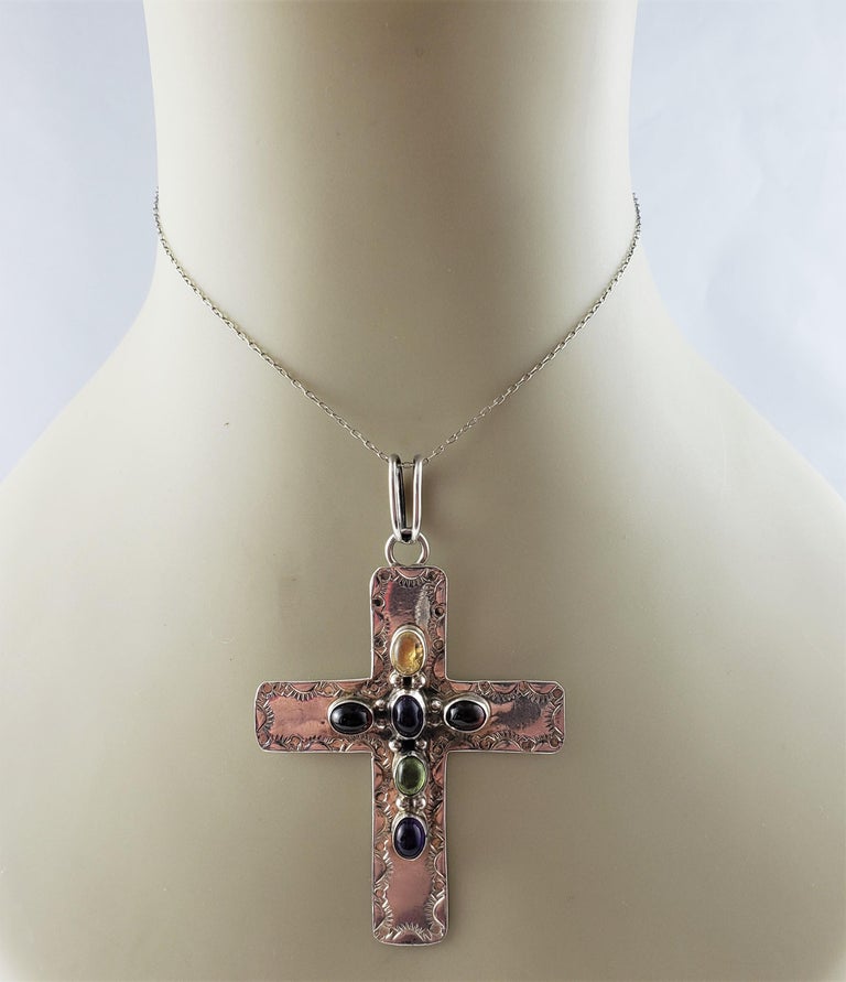 Native American AC Sterling Silver Multi-Stone Cross Pendant at 1stDibs