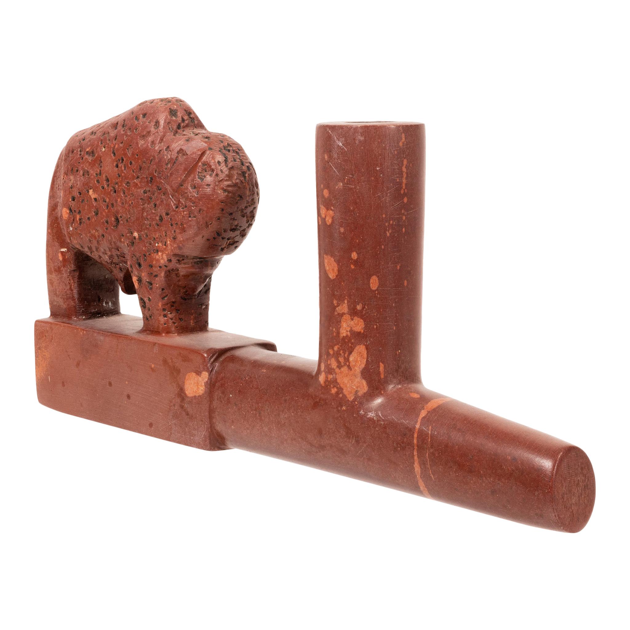 Native American Chippewa Catlinite T-Pipe For Sale at 1stDibs
