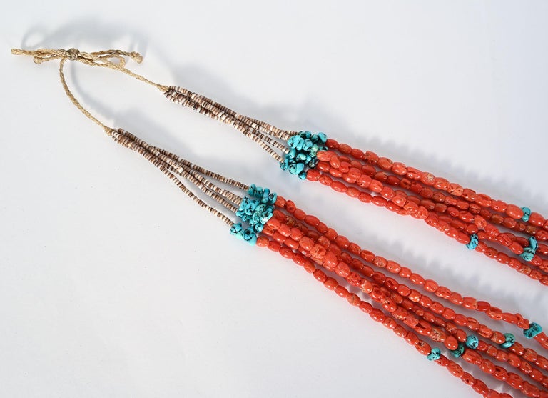 Native American Coral and Turquoise Necklace For Sale at 1stDibs