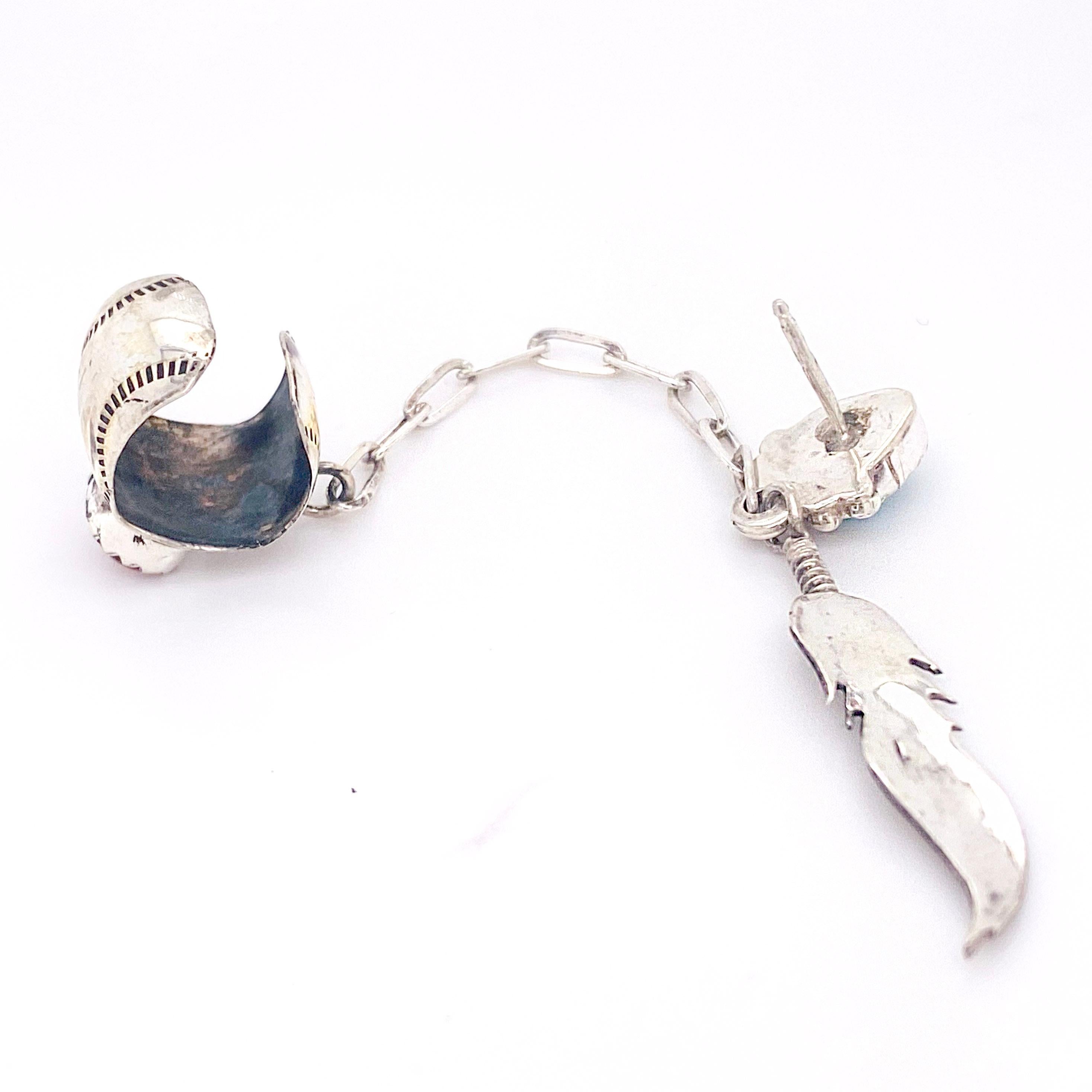 Native American Cuff Earring Indian Made Coral Turquoise and Sterling ...