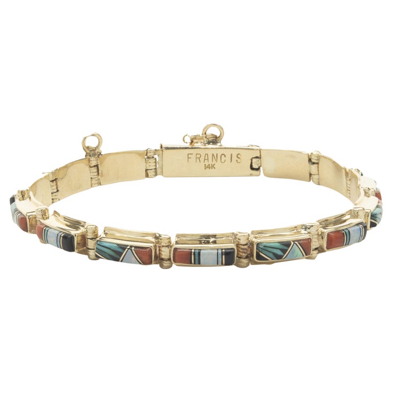 Native American Designed Francis Inlay Bracelet For Sale at 1stDibs