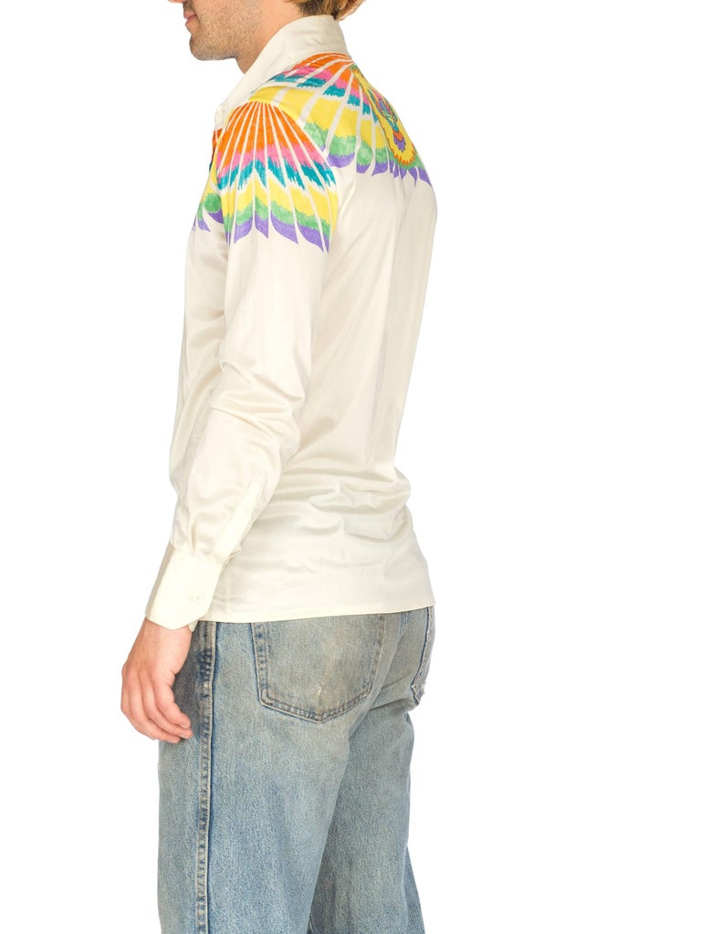 Native American Feather Printed Mens Nik Nik Disco Shirt, 1970s at ...