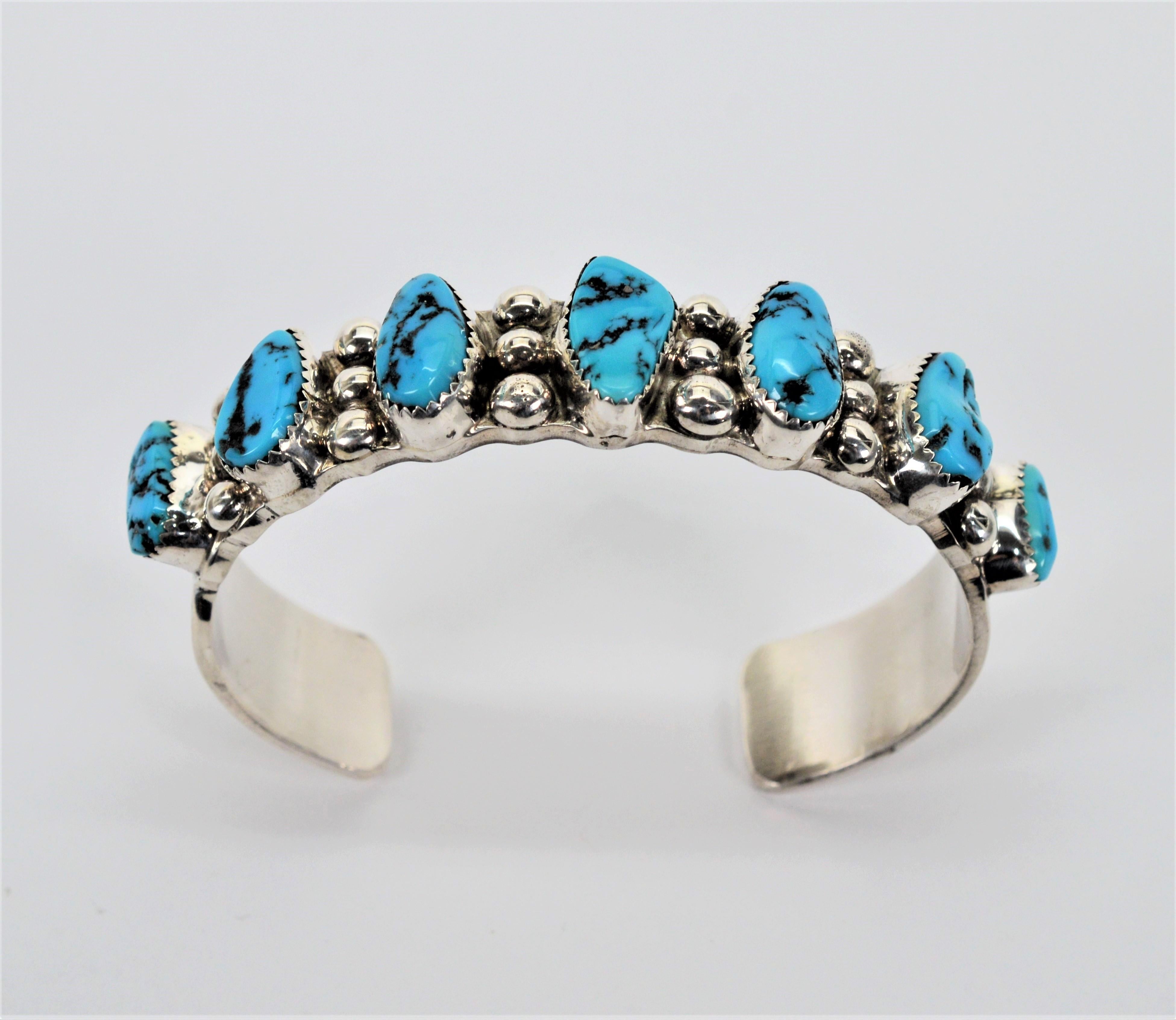 Native American Free Form Turquoise Nugget Sterling Silver Bracelet For ...