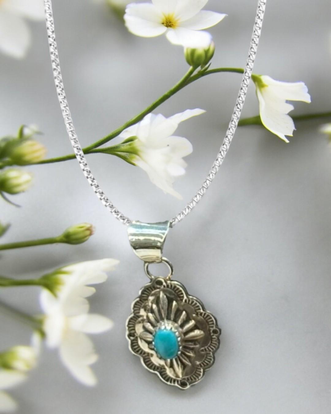 Native American Handmade Kingman Pendant - Sterling Silver and ...