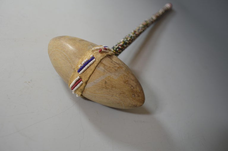 Native American Indian Beaded Skull Cracker Club at 1stDibs