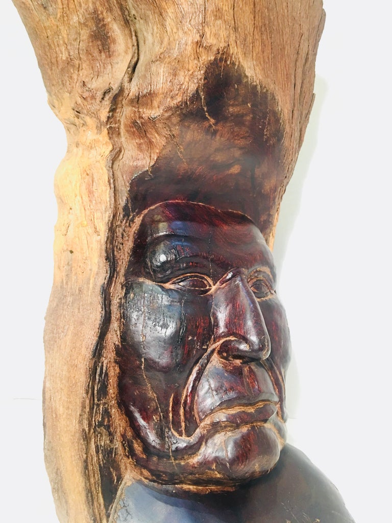 Native American Indian Iron Wood Carving Chief Bull Aparoke by Artist ...