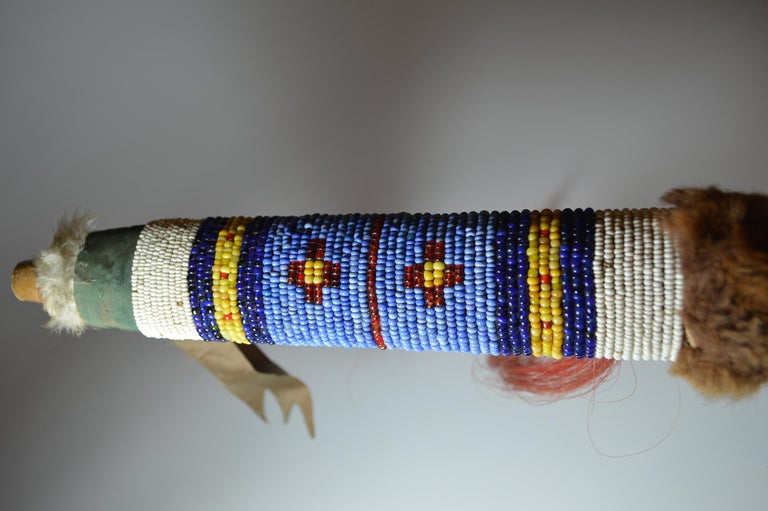 Native American Indian Sioux Beaded Wood and Caitlinite Pipe at 1stDibs