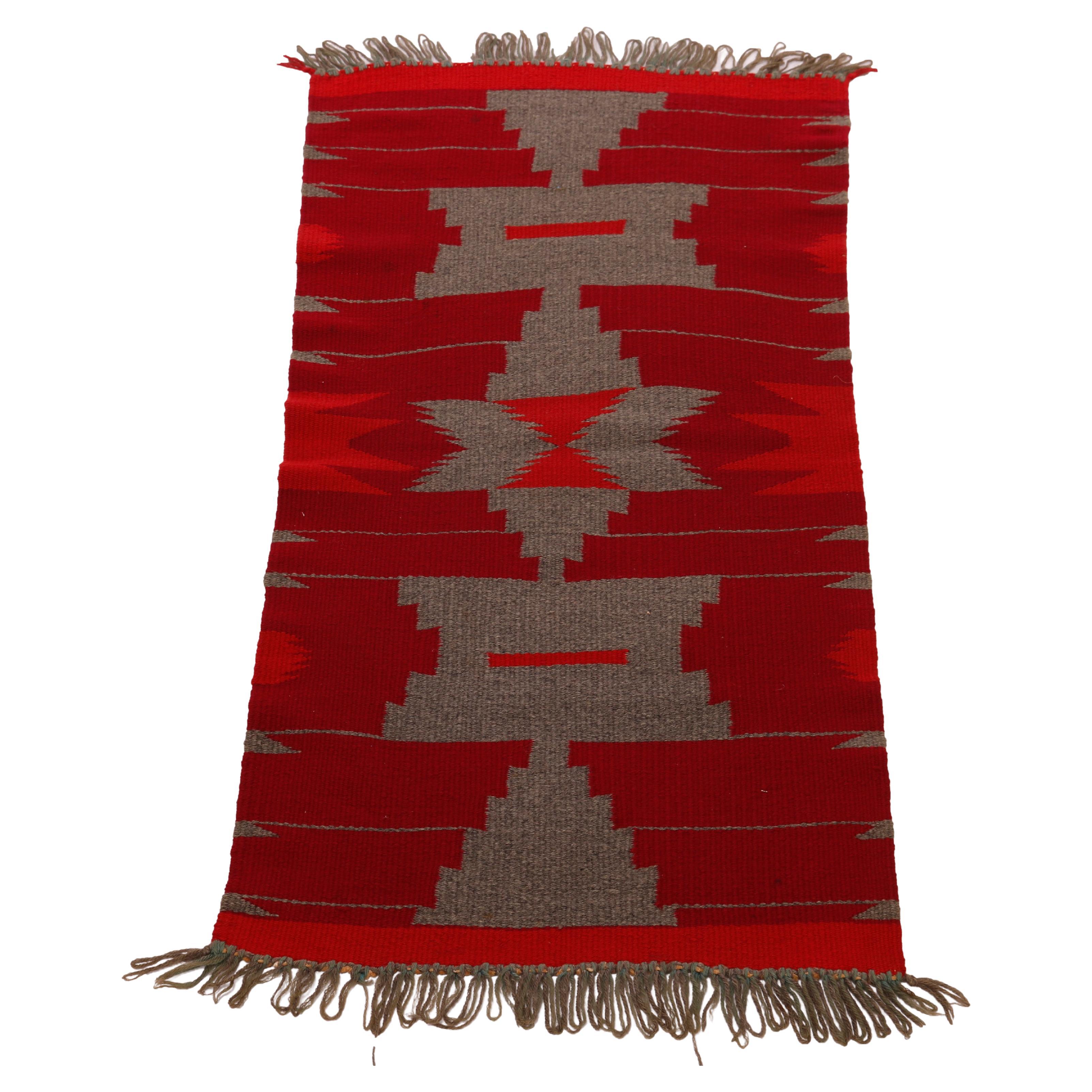 1940s Modern Native American Navajo Handwoven Wool Rug with Natural ...