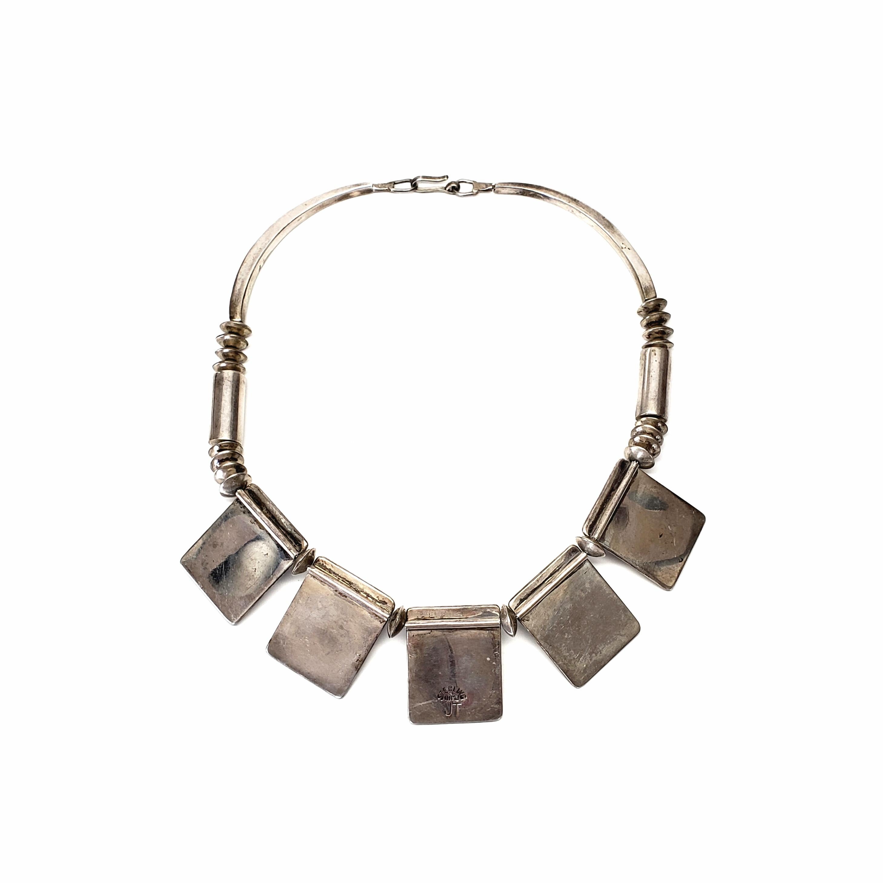 Native American Jack Tom Sterling Silver Onyx Panel Necklace at 1stDibs ...