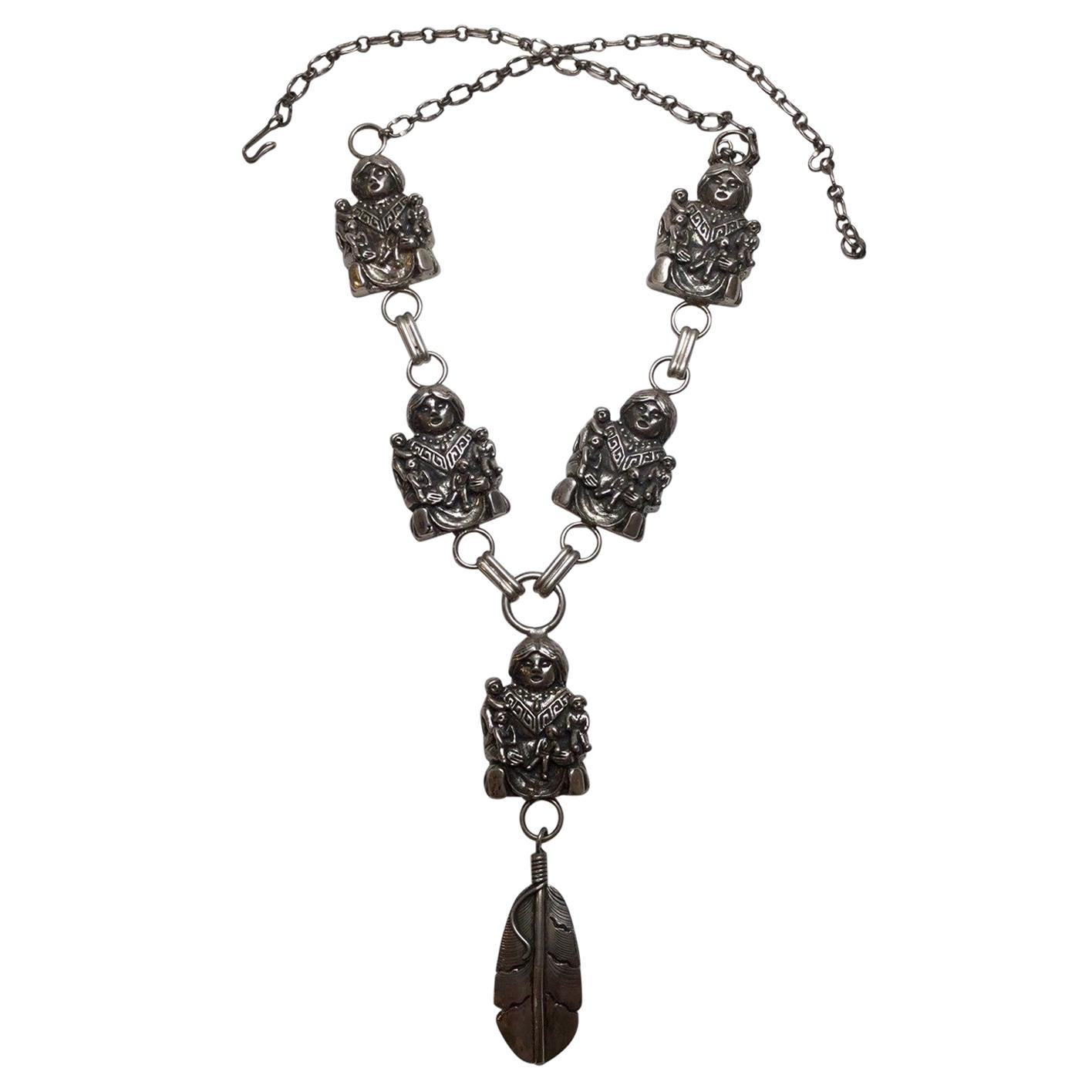 Native American Liberty e.e. Sterling Silver Storyteller Link Necklace ...