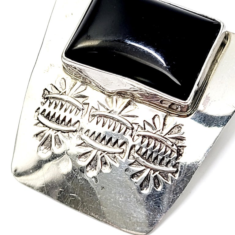 Native American M Begay Sterling Silver Onyx Earrings For Sale at 1stDibs