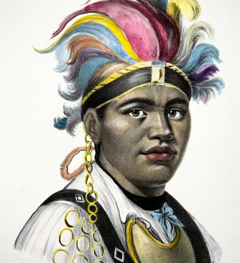 Native American, Mohawk Chief, Folio Handcolored Stone Lithograph For ...