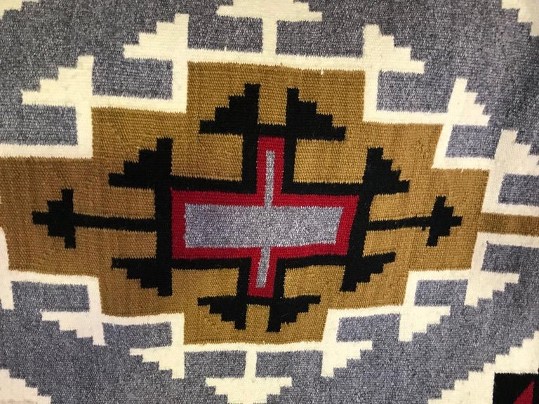 Native American Navajo Handwoven Geometric Rug Mat For Sale at 1stDibs