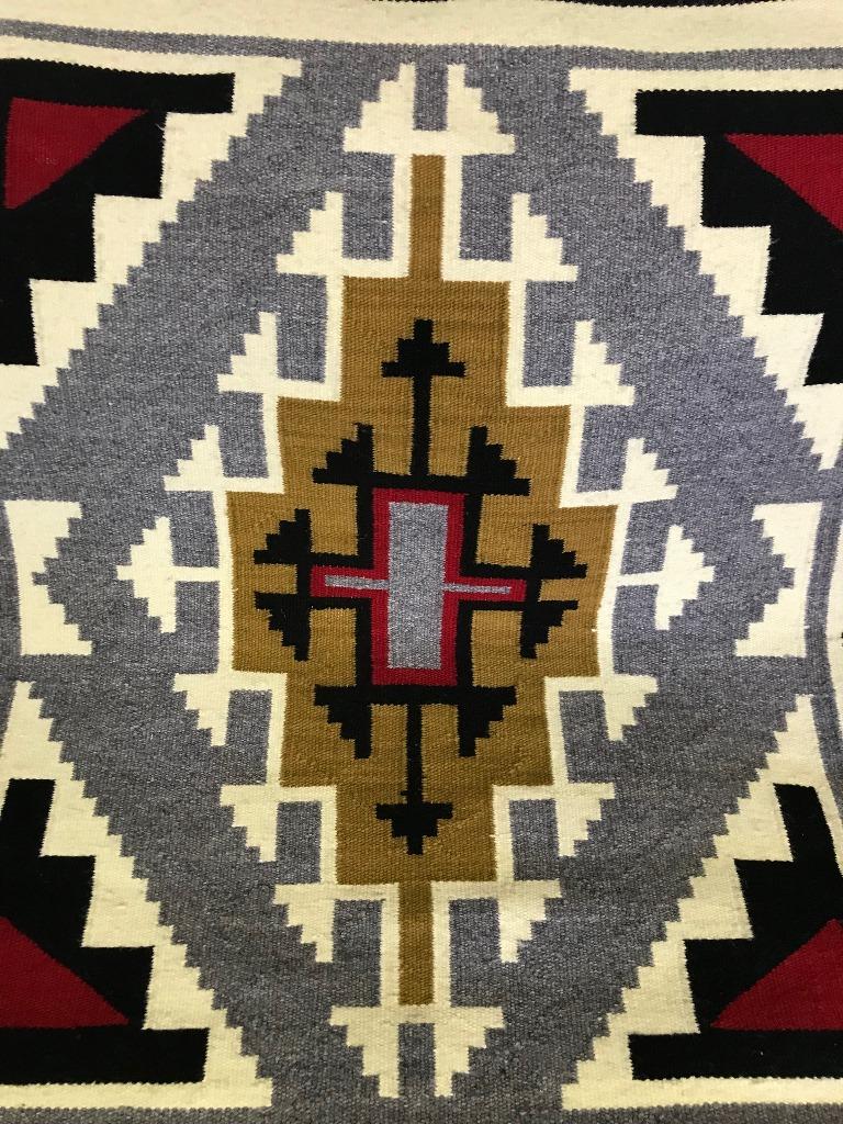 Native American Navajo Handwoven Geometric Rug Mat For Sale at 1stDibs