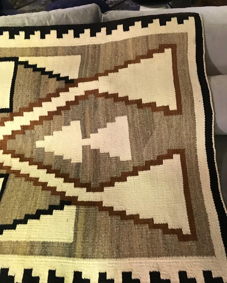 Native American Navajo Large Handwoven Storm Pattern Rug Blanket at 1stDibs