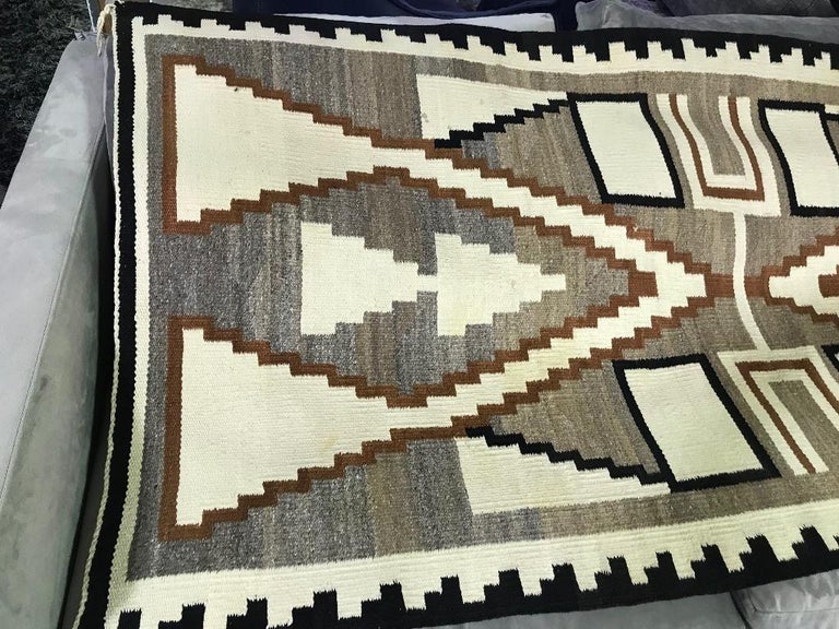 Native American Navajo Large Handwoven Storm Pattern Rug Blanket at 1stDibs